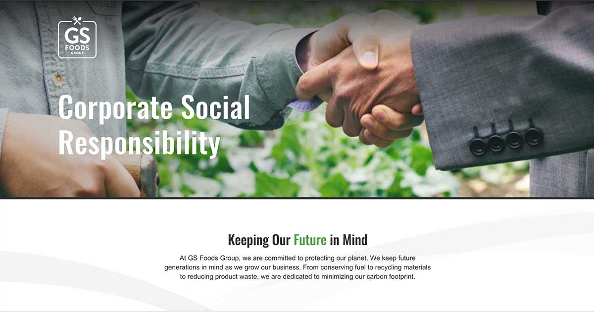 Corporate Social Responsibility is important to GS Foods Group